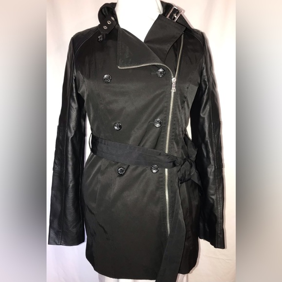 Guess | Jackets & Coats | Guess Trench Coat With Leather Sleeves | Poshmark